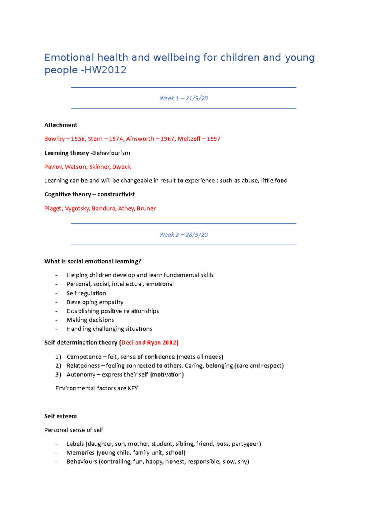 Notes Emotional health and wellbeing for children and young people ...