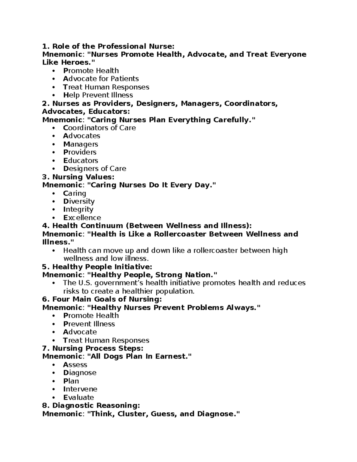 Chapter ONE Study TIPS FOR HAP - Role of the Professional Nurse ...