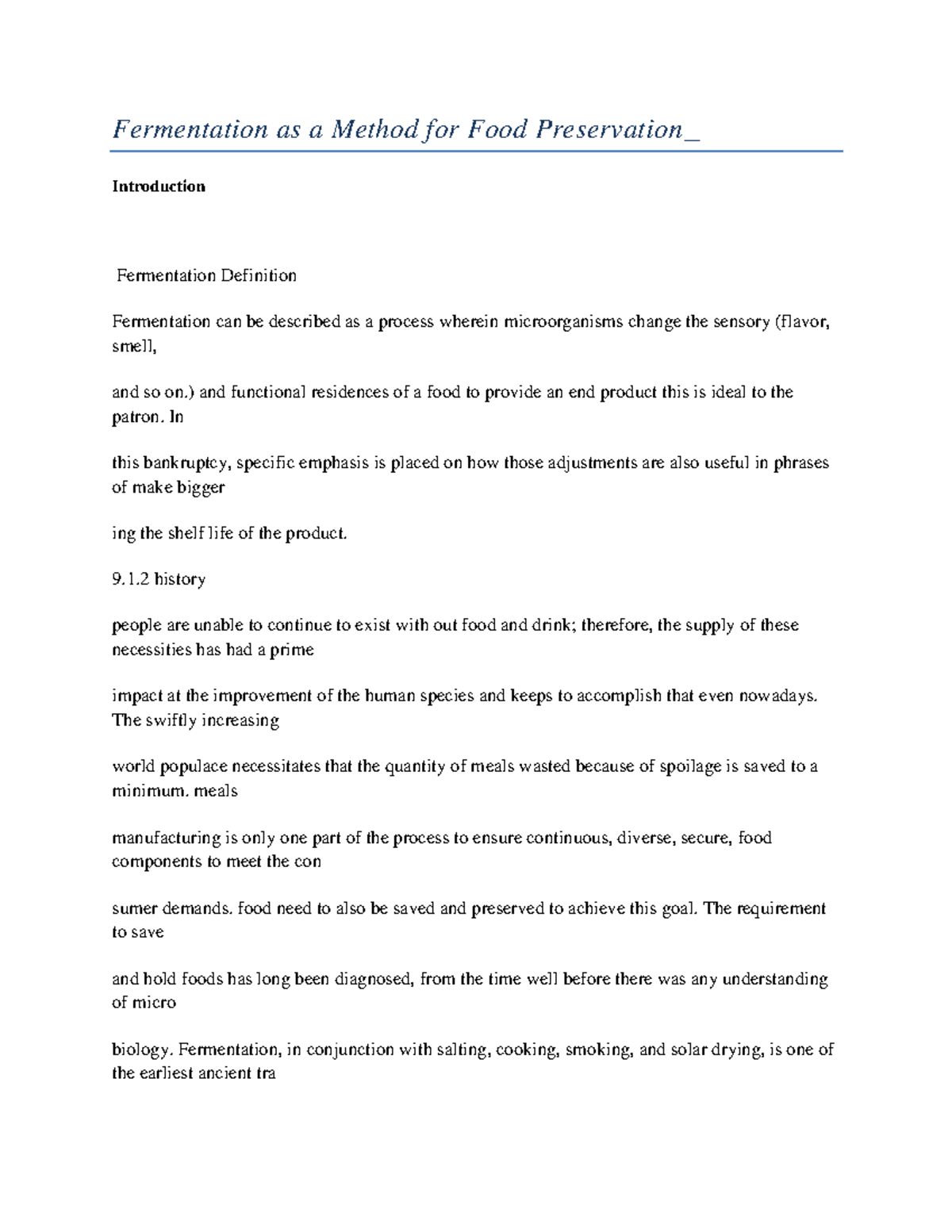Fermentation as a Method for Food Preservation - Fermentation as a ...
