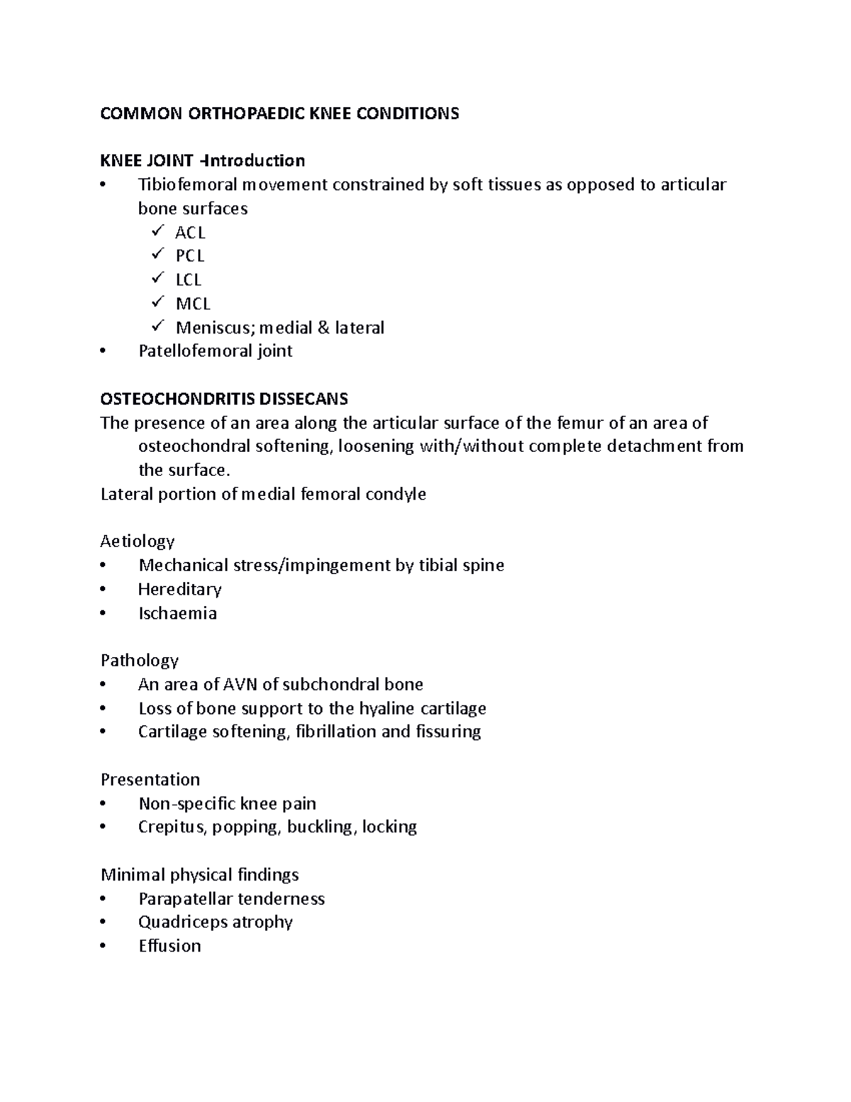 Common Orthopaedic KNEE Conditions - COMMON ORTHOPAEDIC KNEE CONDITIONS ...
