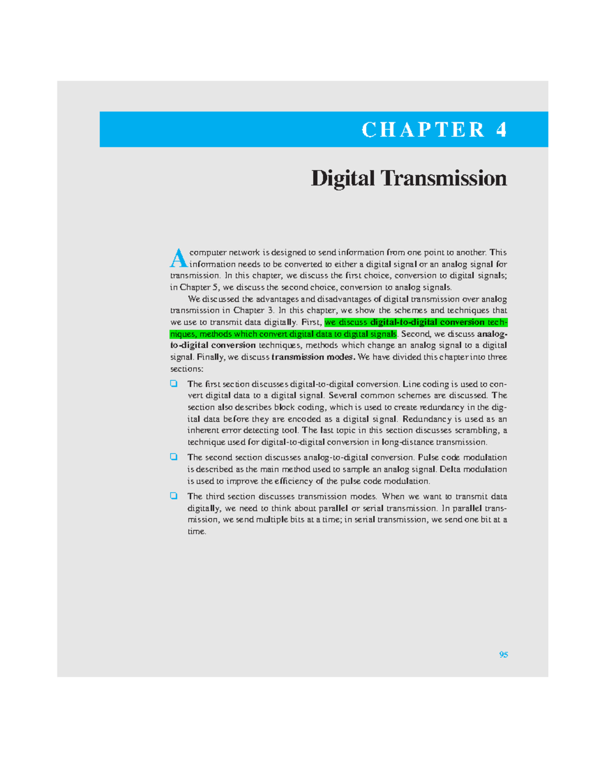 Ch4 - Digital Transmission - 95 C H A P T E R 4 Digital Transmission computer network is ...