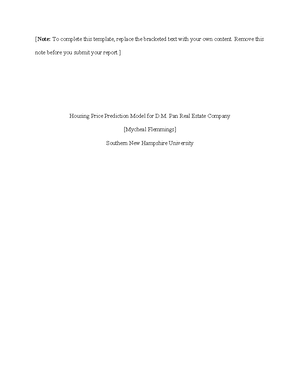 MAT 240 Module 2 Assignment 2-3 - Report: Selling Price and Area ...