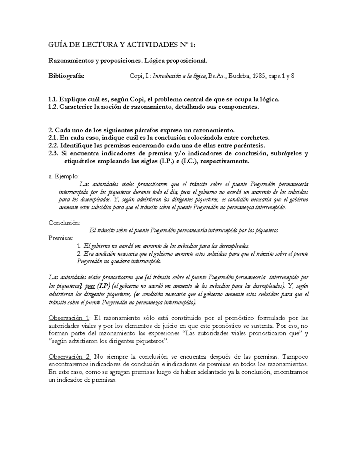 GUÍA DE Lectura Y Actividades Nº 1 - GUÍA DE LECTURA Y ACTIVIDADES Nº 1 ...