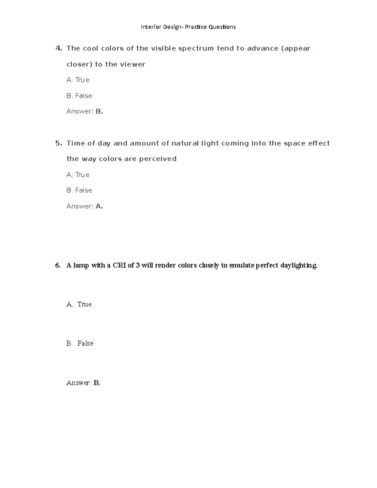 Interior Design Practice Questions on Color Schemes 1 - Interior Design ...