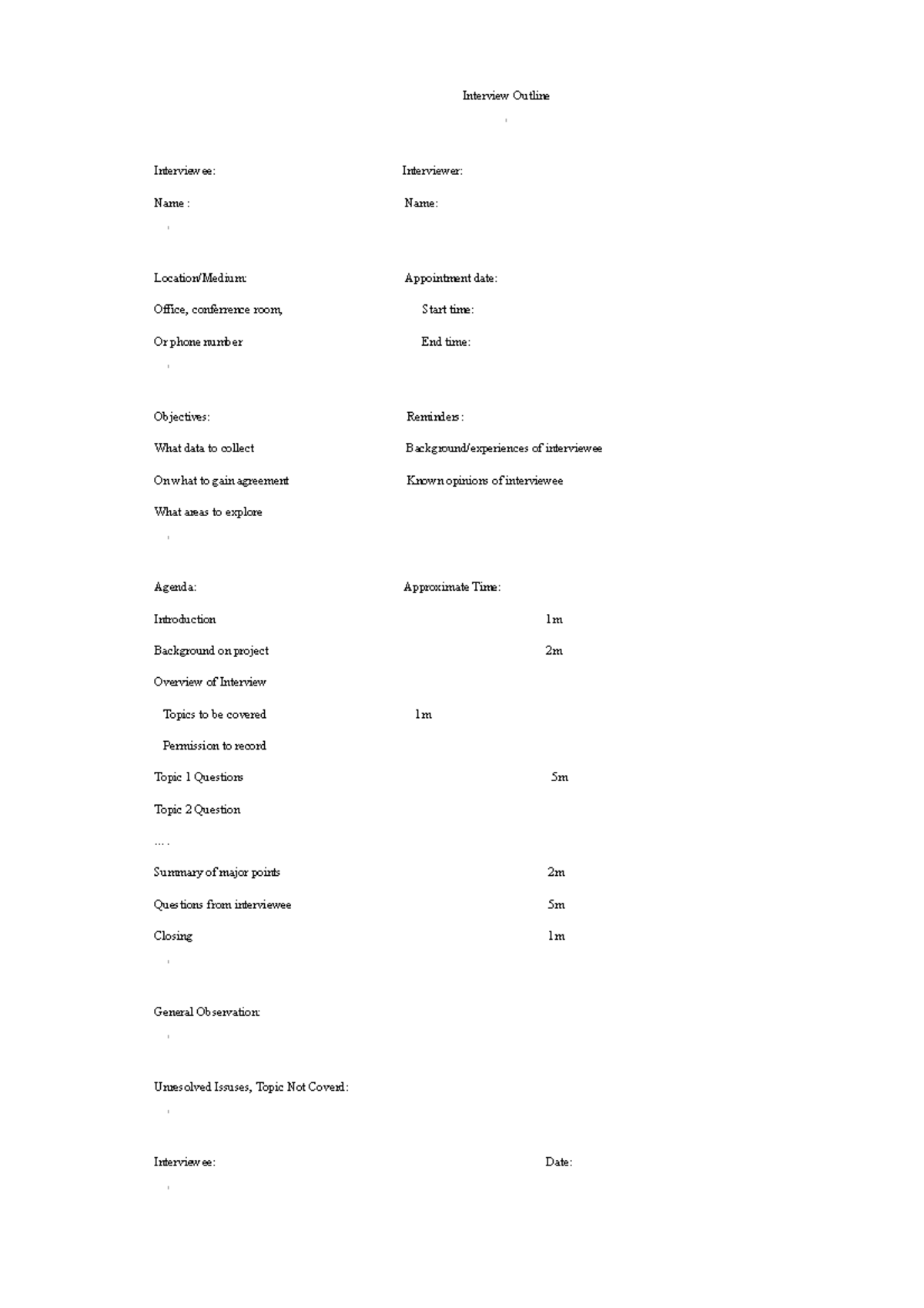Interview Outline editfile - Interview Outline Interviewee: Interviewer ...