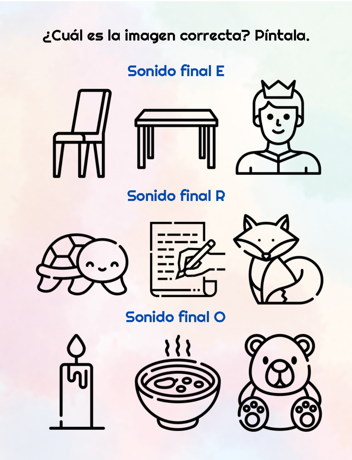 Conciencia FonolóGICA v.2 copia - ¿Cuál es la imagen correcta? Píntala ...