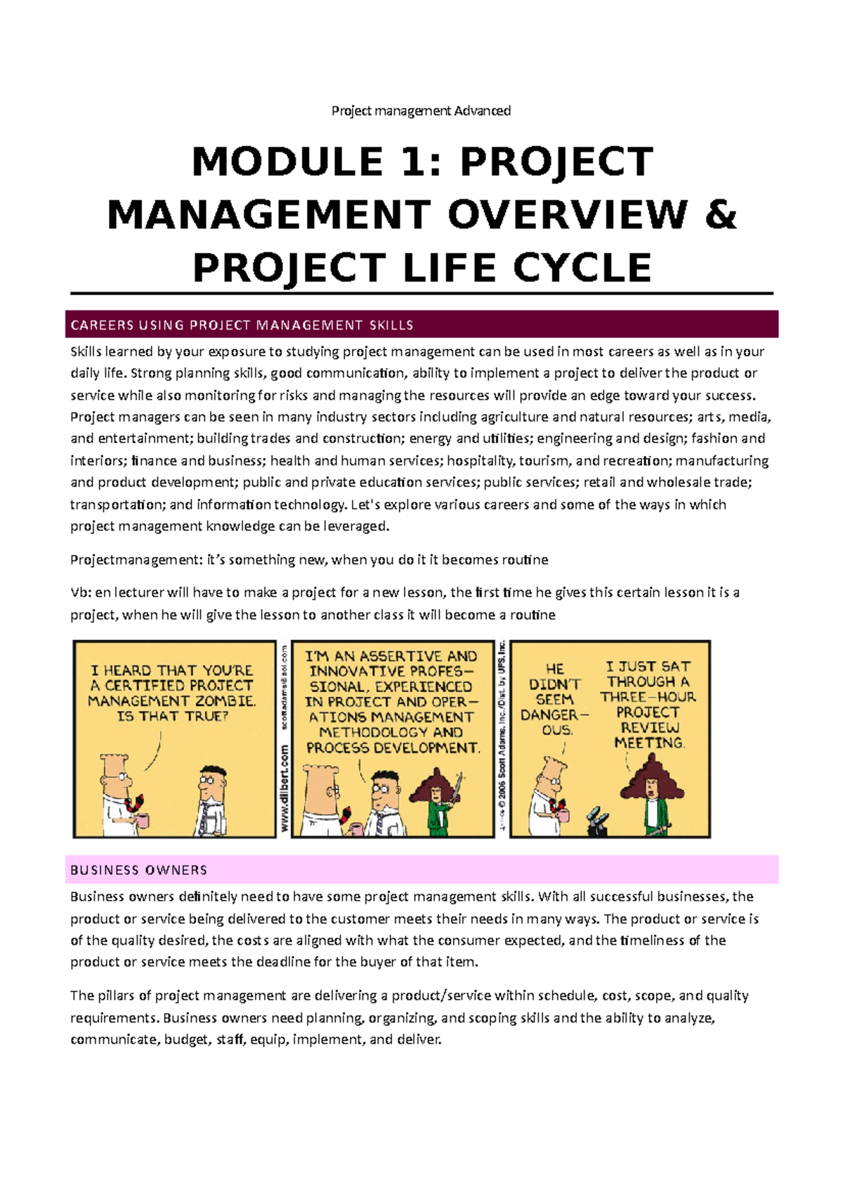Projectmanagement Advanced - Project management Advanced MODULE 1 ...