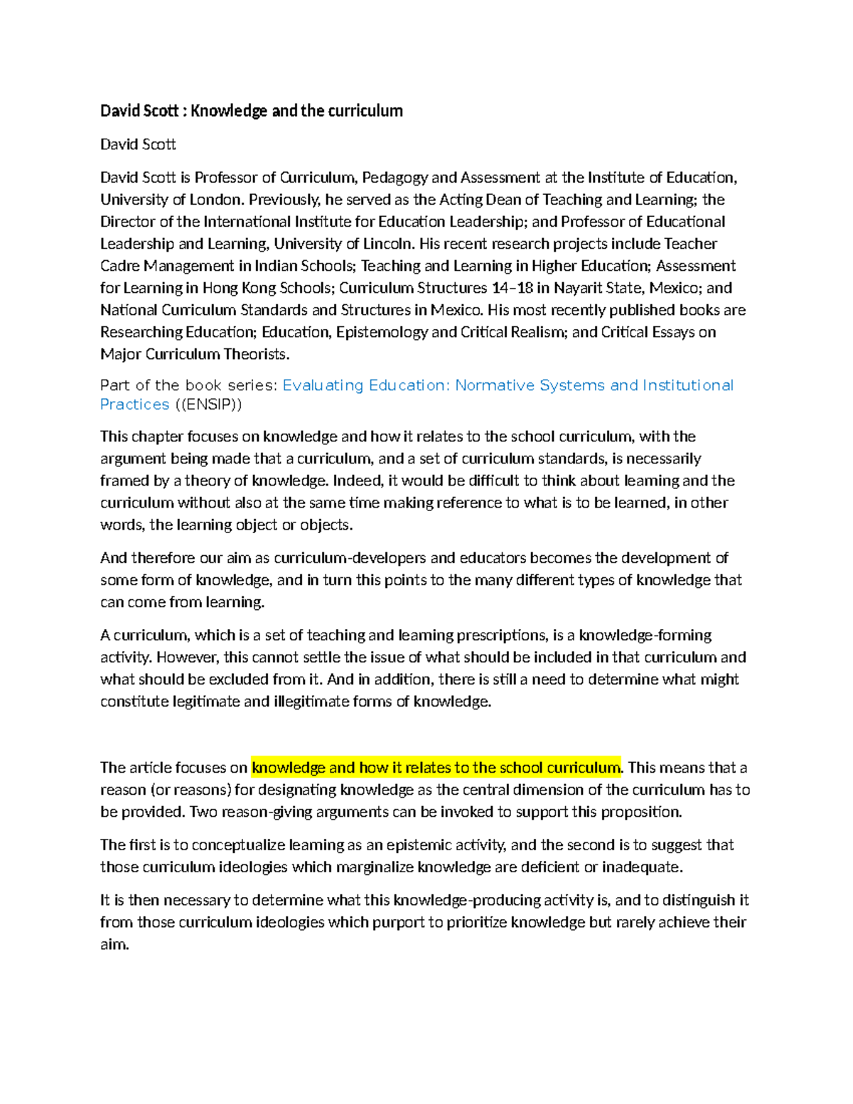 David Scott - Summary sains dengan pendidikan - David Scott : Knowledge ...