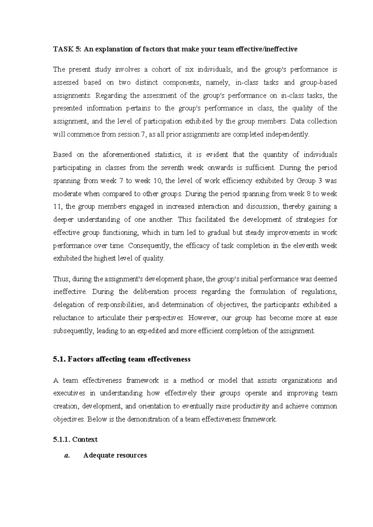 TASK 5 - Notes for Behavior Exercises During Group Work - TASK 5: An ...