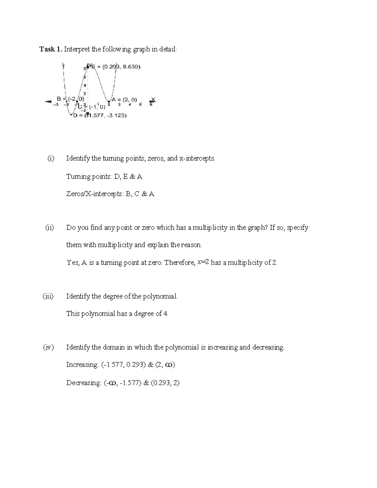 Math assigment-unit-four - Task 1. Interpret the following graph in detail: (i) Identify the ...