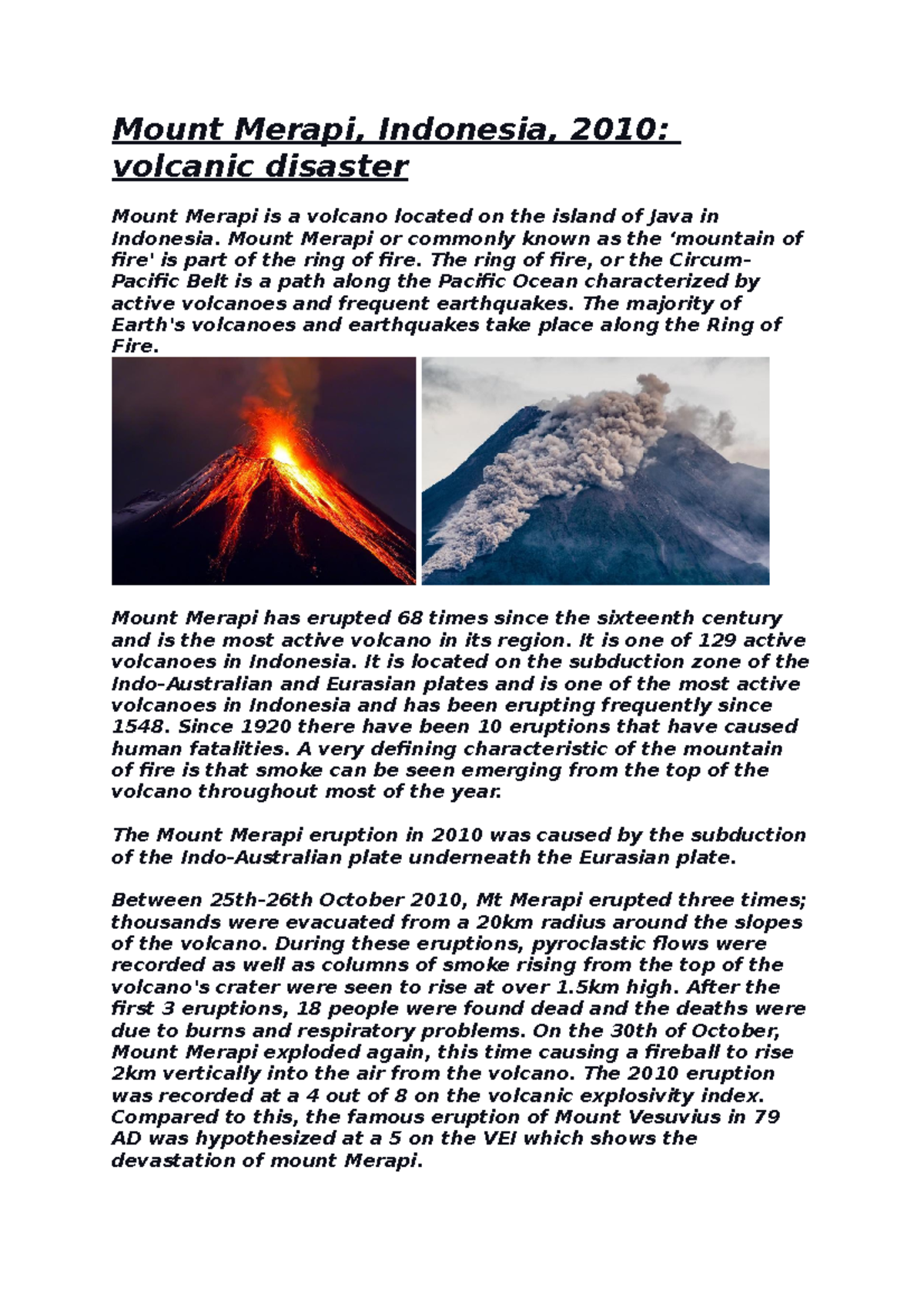 Mt merapi and eyj volcano - Mount Merapi, Indonesia, 2010: volcanic ...