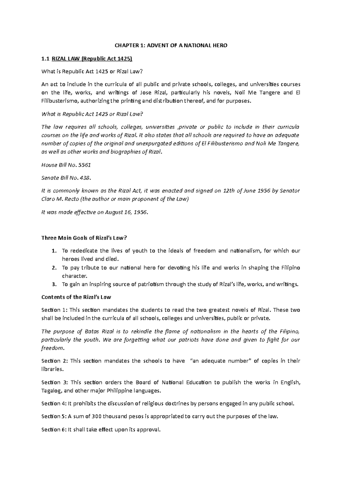 Ch-1-10 - yujkl;' - CHAPTER 1: ADVENT OF A NATIONAL HERO 1 RIZAL LAW ...
