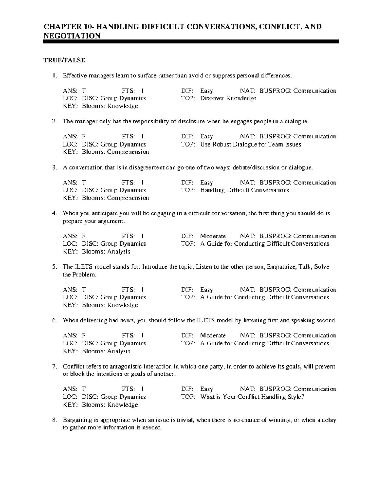 Chapter 10 v2 - quiz practice material - CHAPTER 10- HANDLING DIFFICULT ...