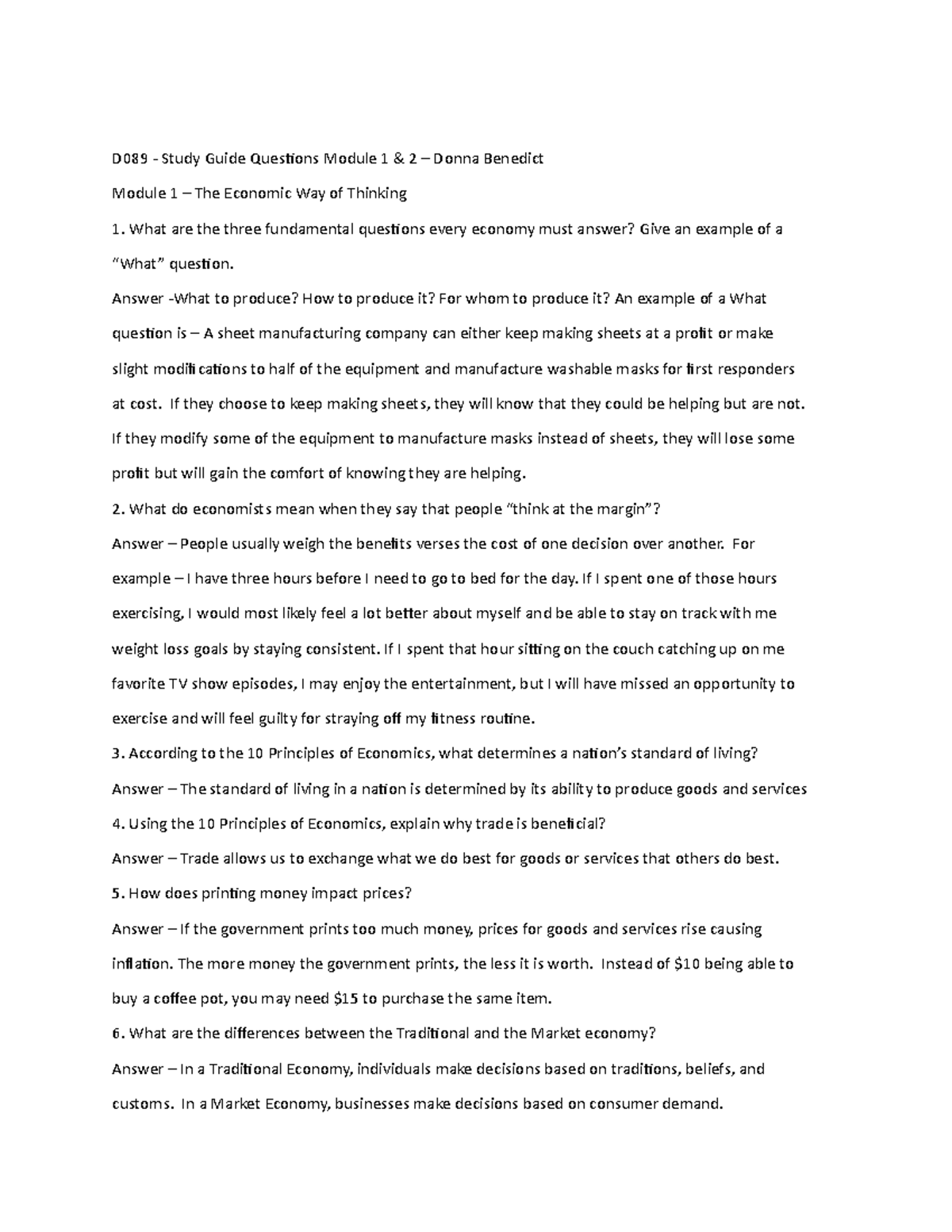 D089 STUDY GUIDE UNIT ONE - D089 - Study Guide Questions Module 1 & 2 ...