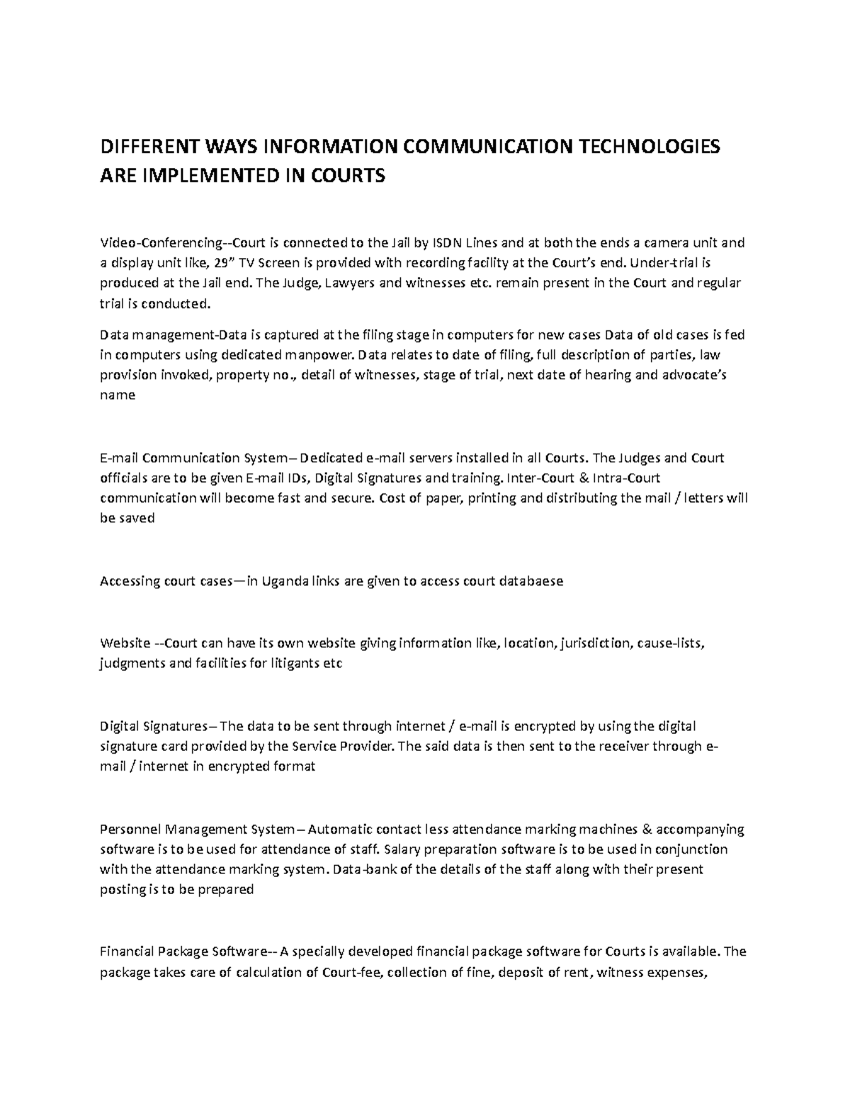 ICT IN Courts - Read and pass - DIFFERENT WAYS INFORMATION ...