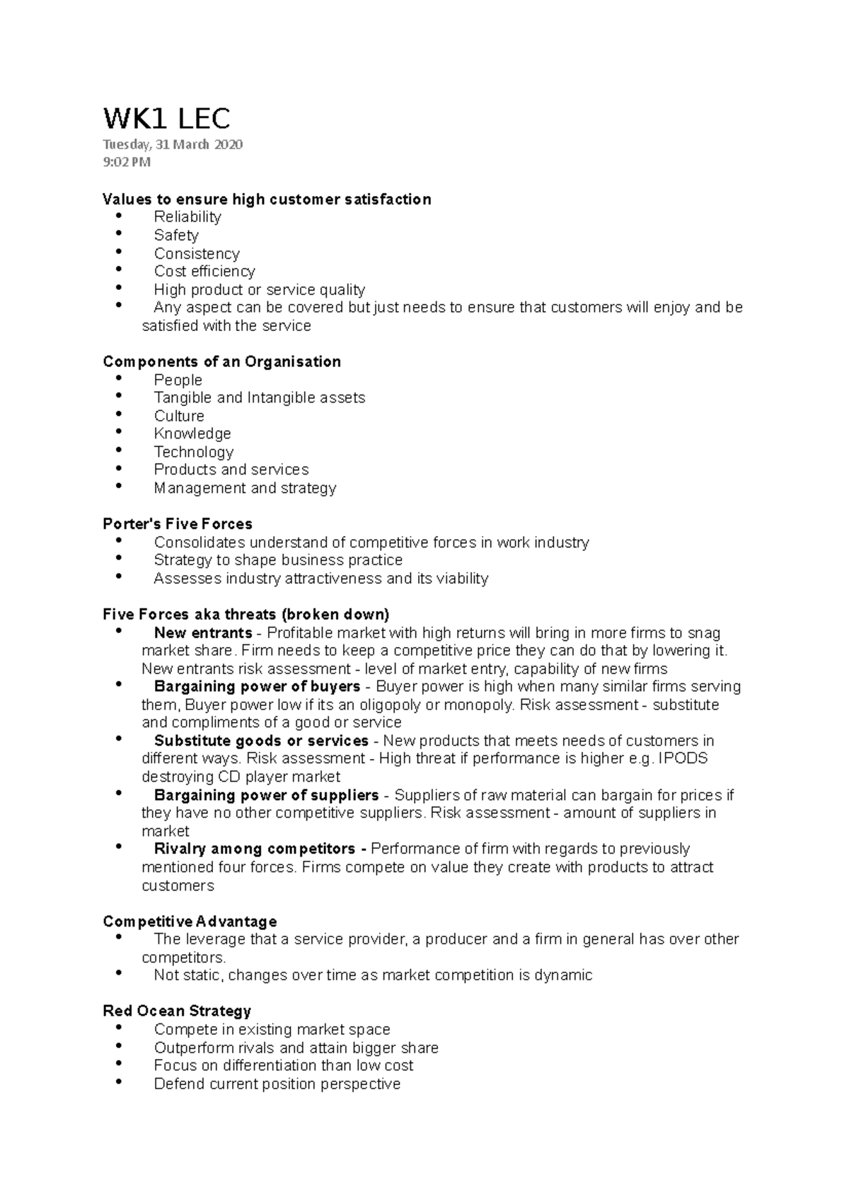 WK1 LEC - Lecture notes Week 1 ED/X module - WK1 LEC Tuesday, 31 March ...