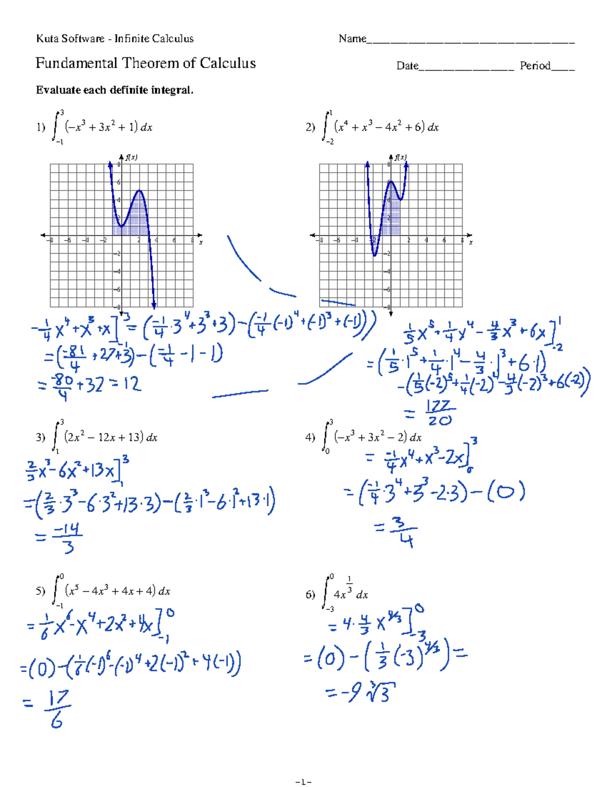 06 - First Fundamental Theorem - Kuta Software - Infinite Calculus ...