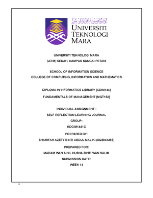 MGT153 Individual Assignment - BIODATA KHAIRUL AMING Full Name: Khairul ...