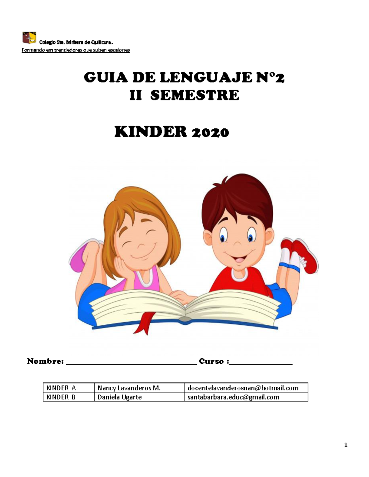Lenguaje Guia 2 kinder II semestre - ####### Colegio Sta. Bárbara de ...