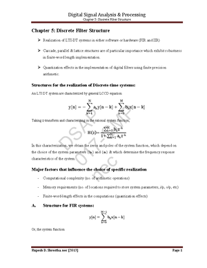 Dsap ch 1 2 3 4 5 - Digital signal analysis and processing - Studocu