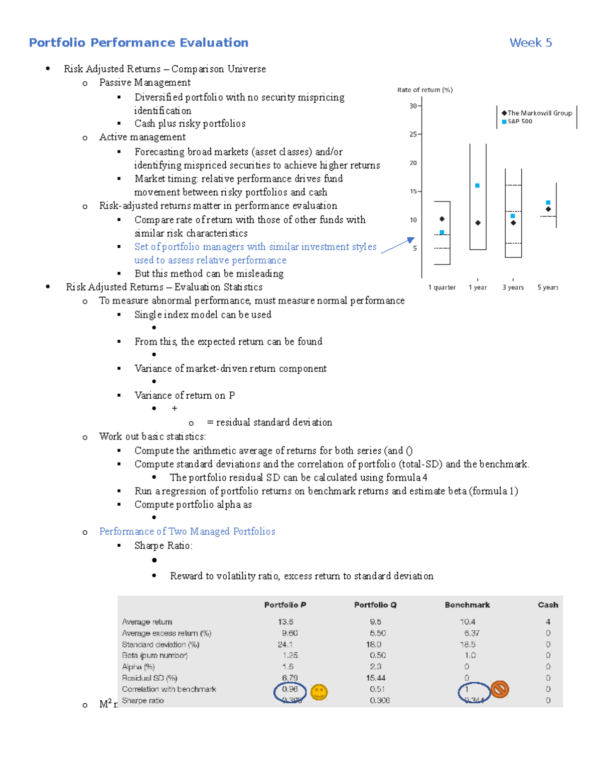 Topic 5 - Portfolio Performance Evaluation - Notes - Portfolio and Fund ...