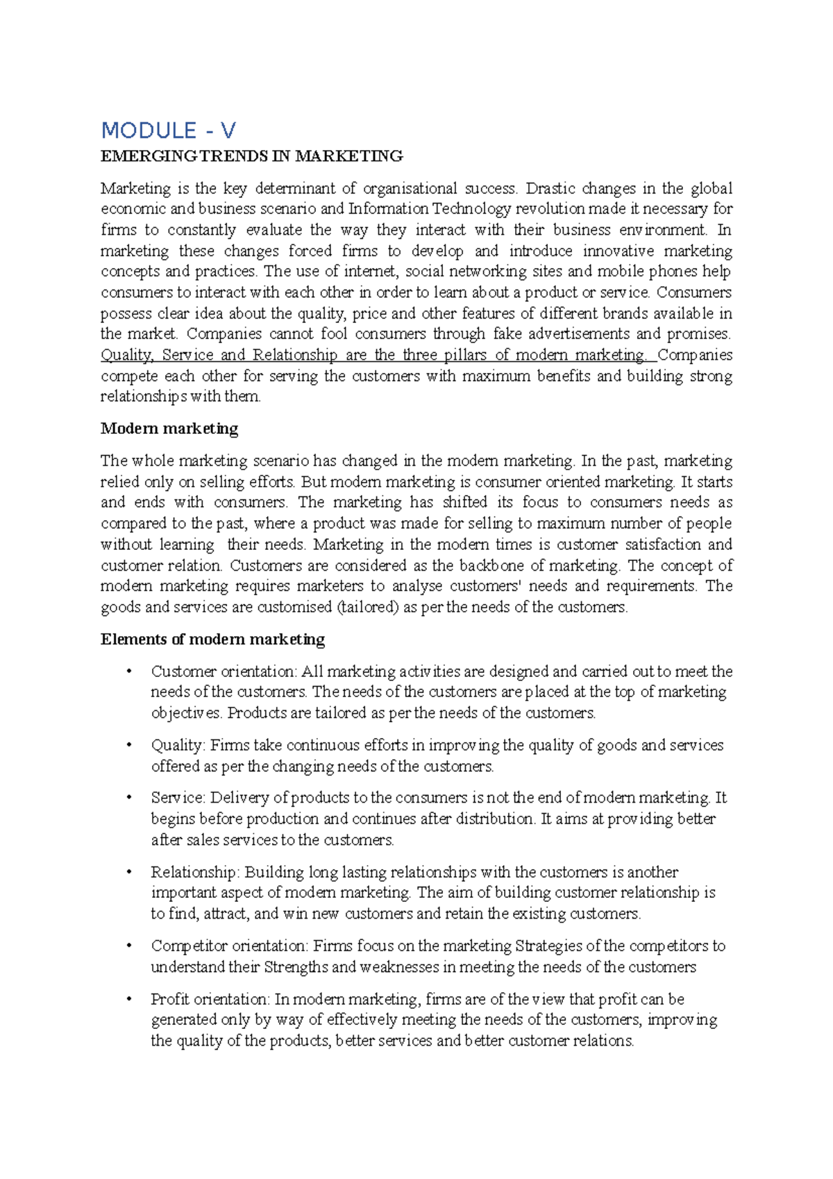 Emerging trends in marketing - MODULE - V EMERGING TRENDS IN MARKETING ...
