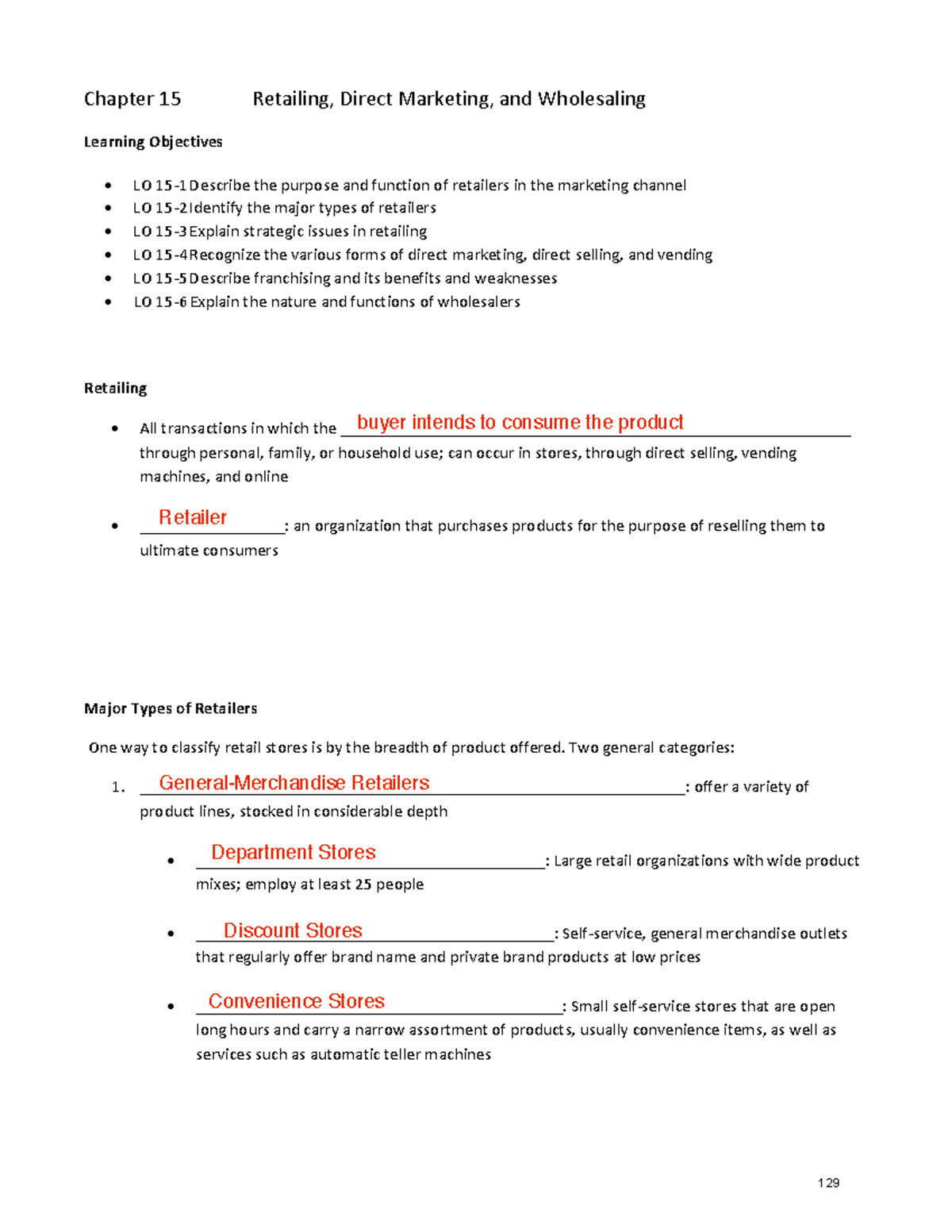 Pages from Ch Outlines 2016 MKT 300 15-16 - Retailing, Direct Marketing ...