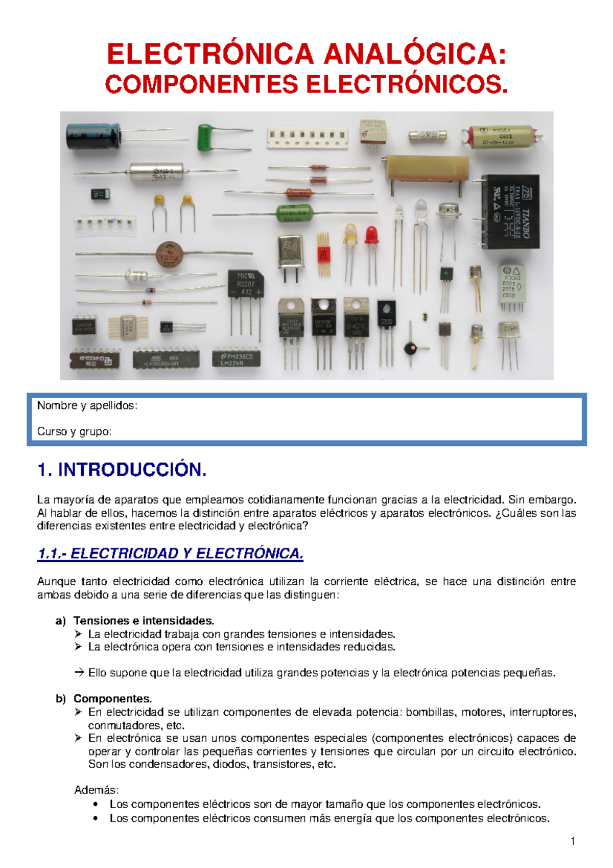 Componentes Electrónicos - ELECTRÓNICA ANALÓGICA: COMPONENTES ...