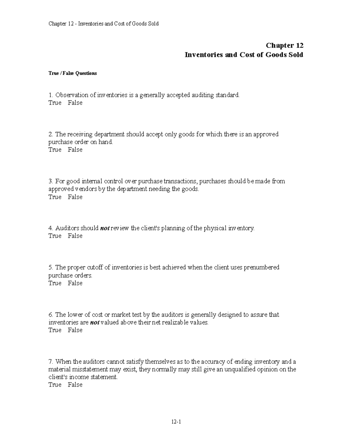 Chapter 12 inventories and cost of goods sold - Chapter 12 Inventories ...