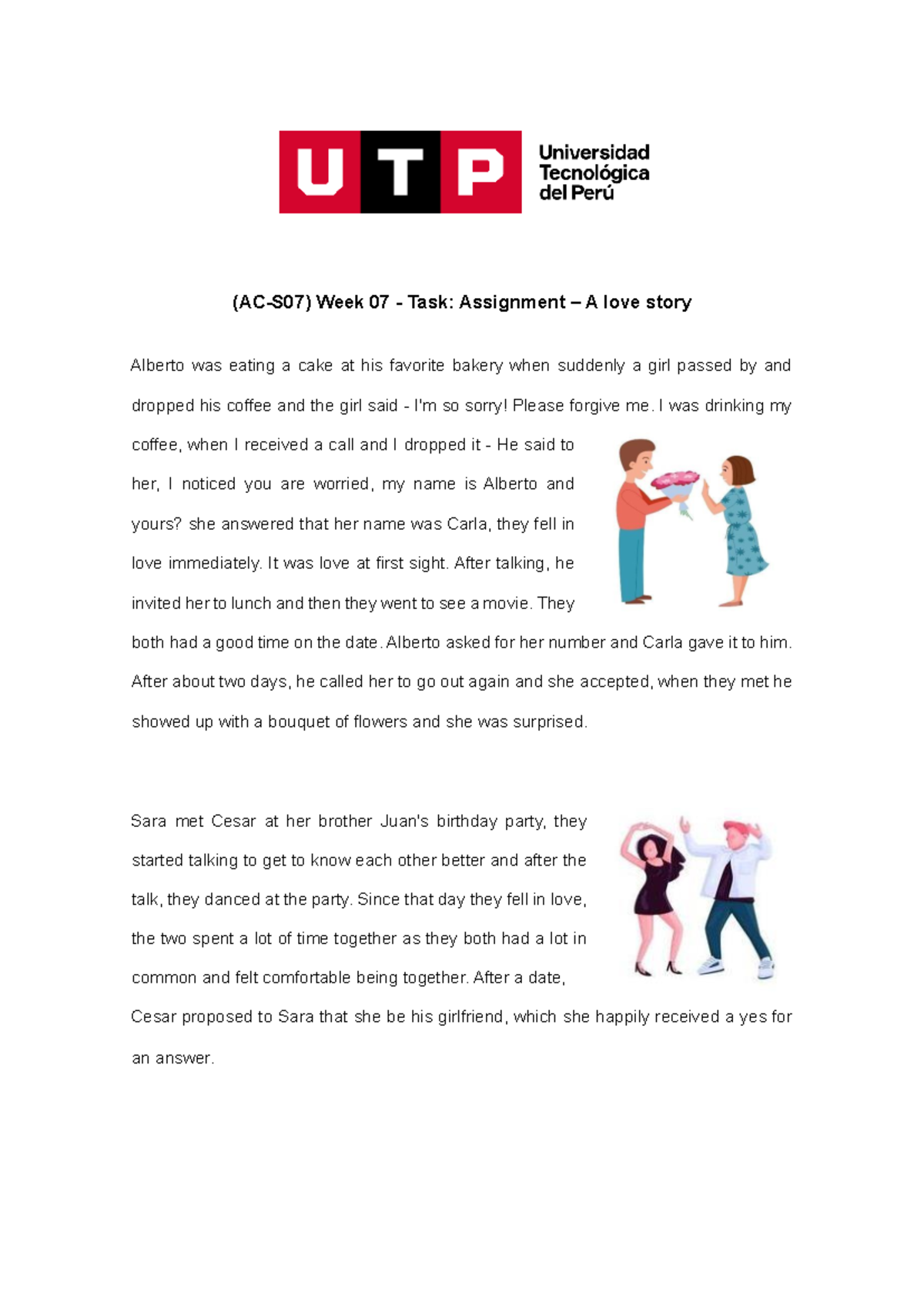 Week07 - (AC-S07) Week 07 - Task: Assignment – A love story Alberto was eating a cake at his ...