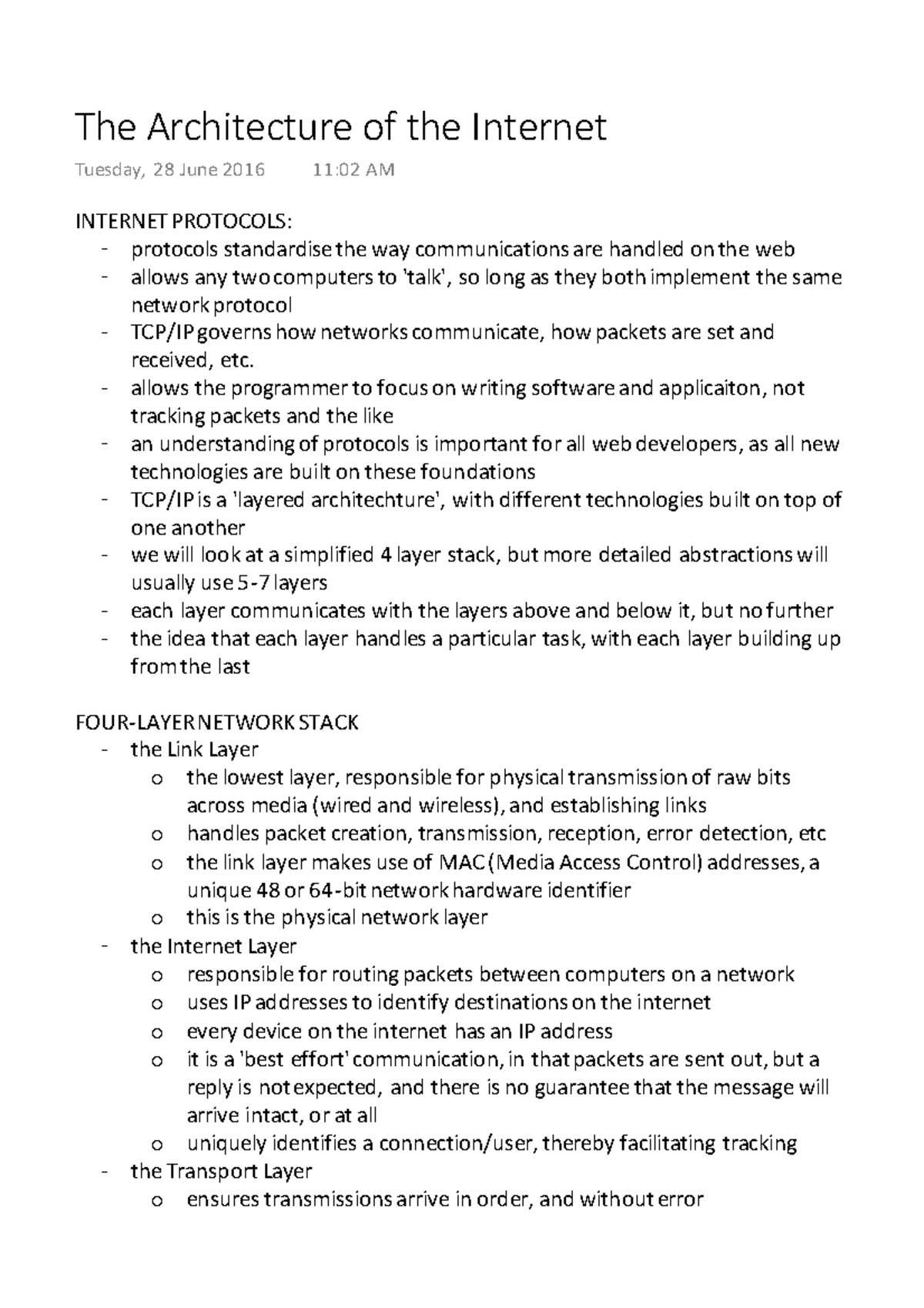 L2 - The Architecture of the Internet - The Architecture of the ...