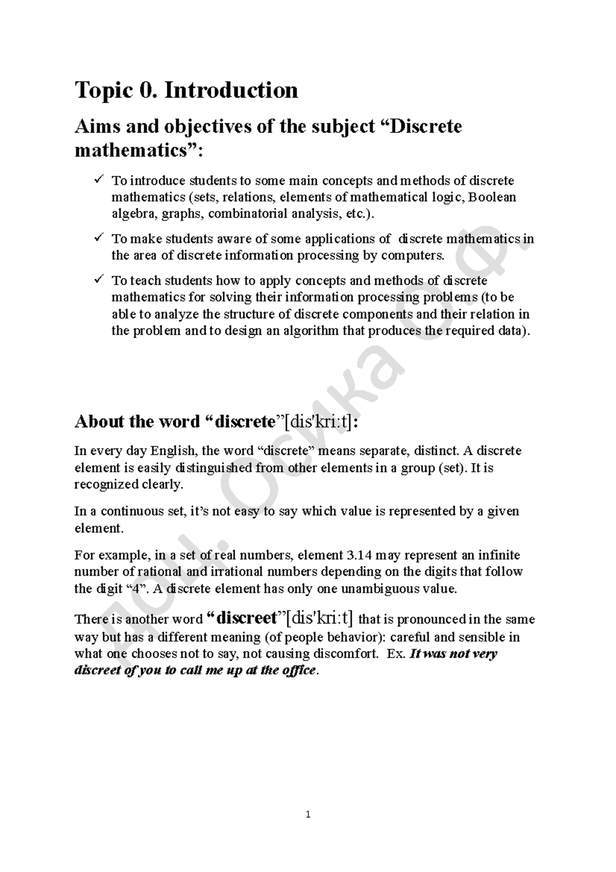 Lecture 1 Topics 0, 1 Introduction Sets - Topic 0. Introduction Aims ... Lecture 1 Topics 0, 1 Introduction Sets - Topic 0. Introduction Aims ...