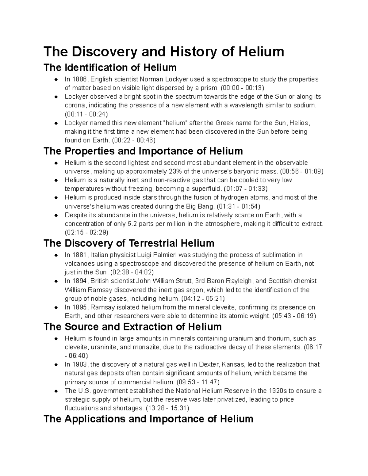 The Discovery and History of Helium - (00:00 - 00:13) Lockyer observed ...