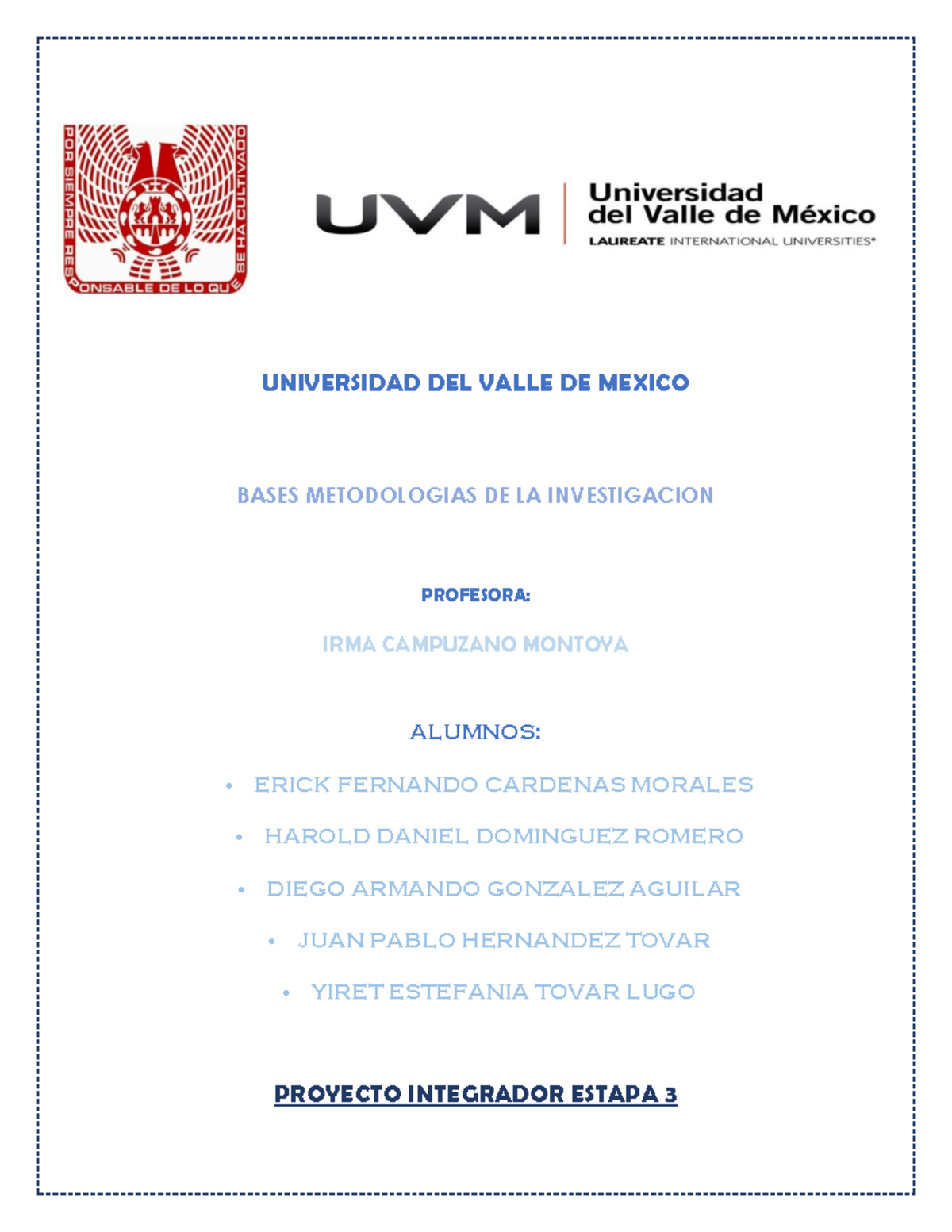 ACT 9 YETL - trabajo - UNIVERSIDAD DEL VALLE DE MEXICO BASES ...