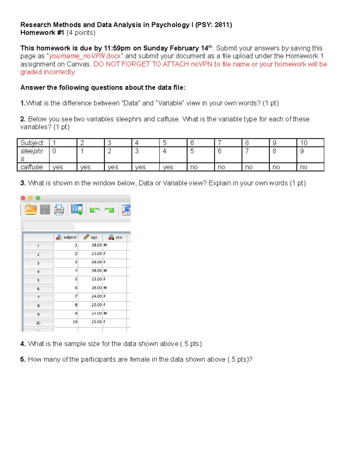 Homework 1 no VPN - Research Methods and Data Analysis in Psychology I ...