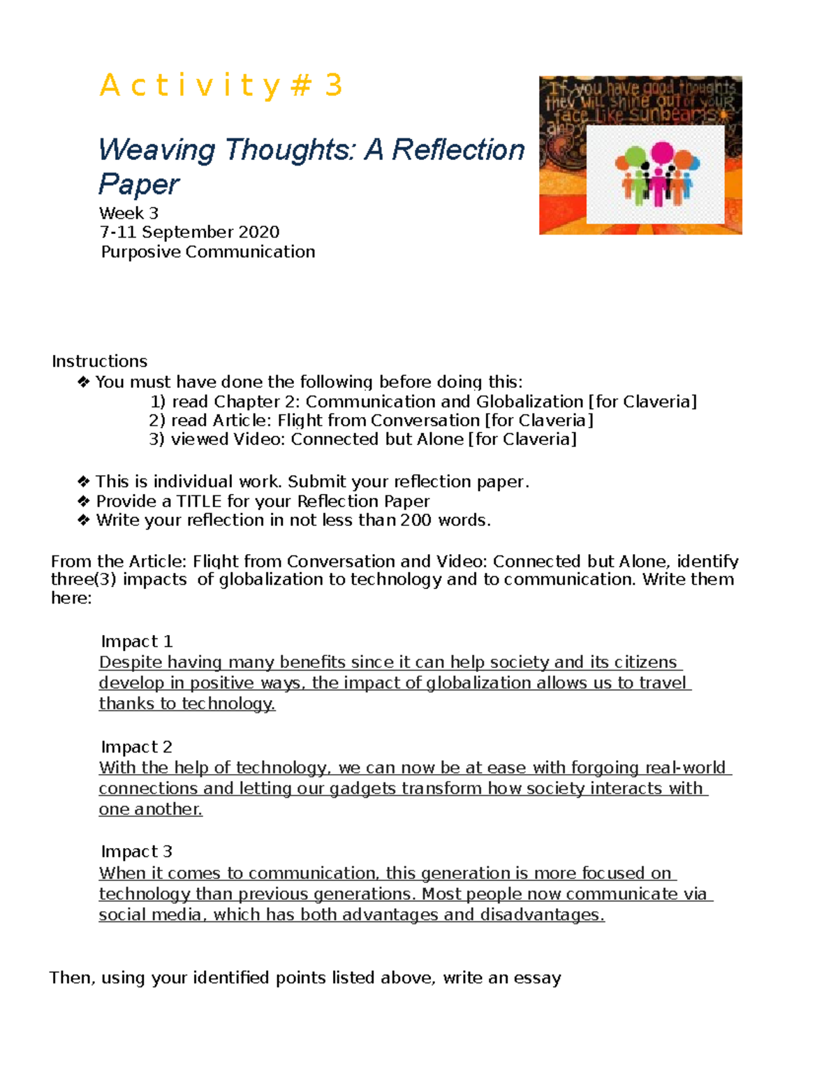 Act3.Weaving Thoughts gutierrez - A c t i v i t y # 3 Weaving Thoughts ...