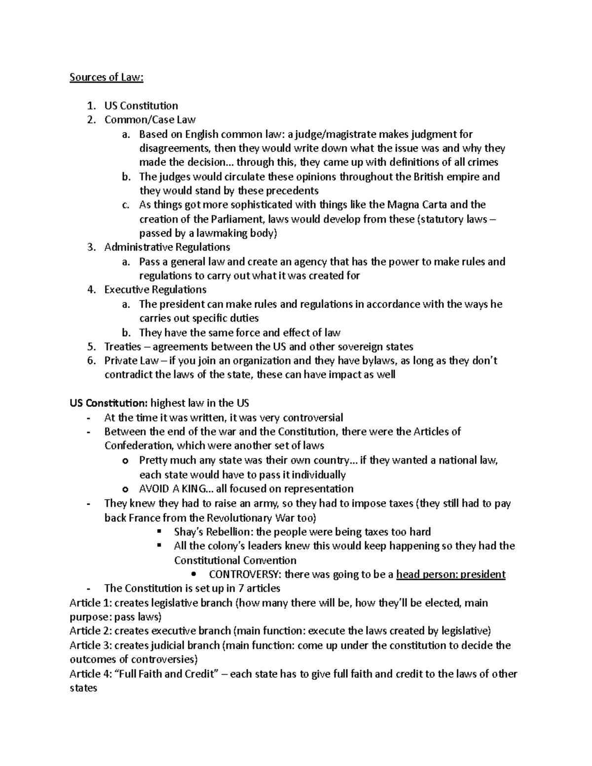 Business Law Notes 1 - These were for Professor Finucane. - Sources of ...