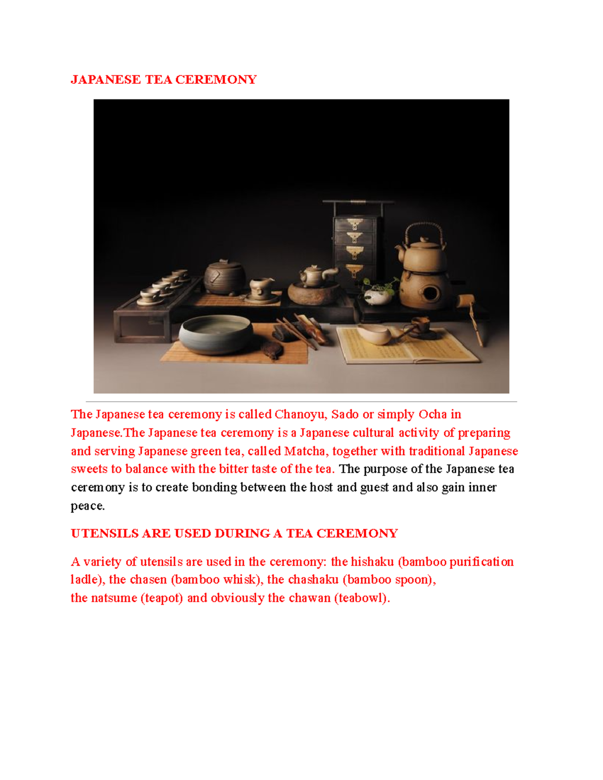 Japanese-tea-ceremony - JAPANESE TEA CEREMONY The Japanese tea ceremony ...