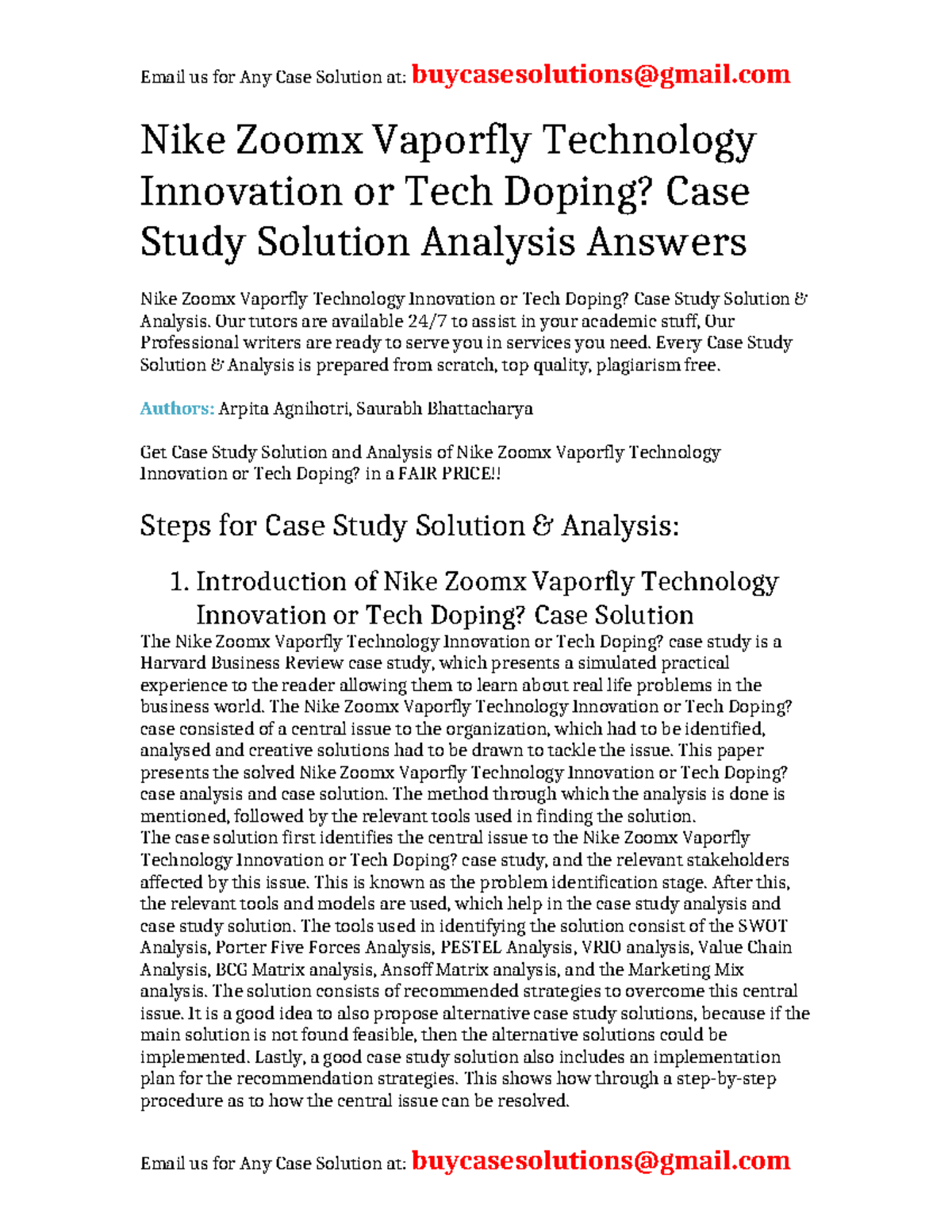 Case Solution Nike Zoomx Vaporfly Technology Innovation or Tech Doping ...