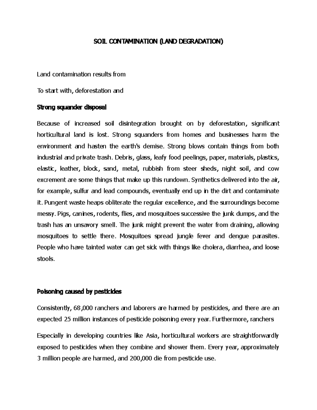 SOIL Contamination - Land Degradation - SOIL CONTAMINATION (LAND ...