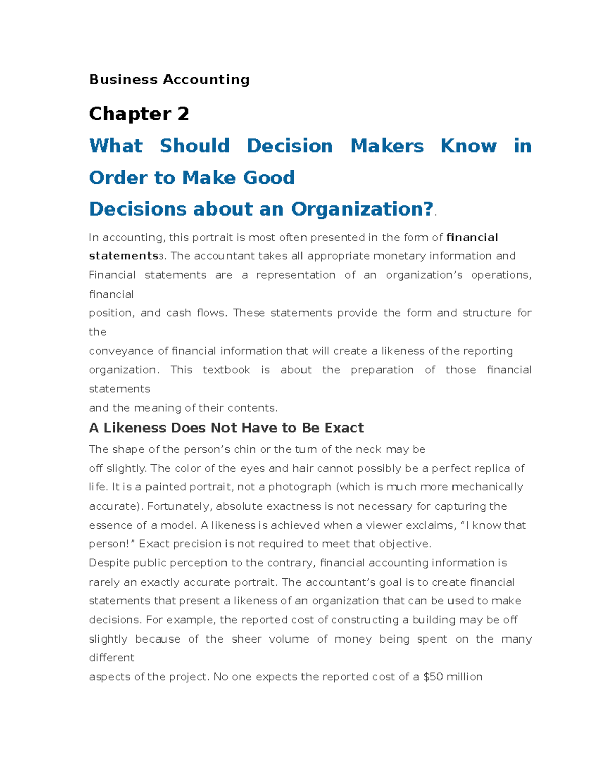 Business Accounting Chapter 2 What Should Decision Makers Know in Order ...