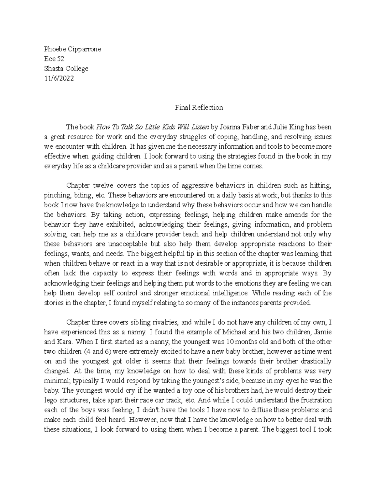 Ece 52 module 7 - Phoebe Cipparrone Ece 52 Shasta College 11/6/ Final ...