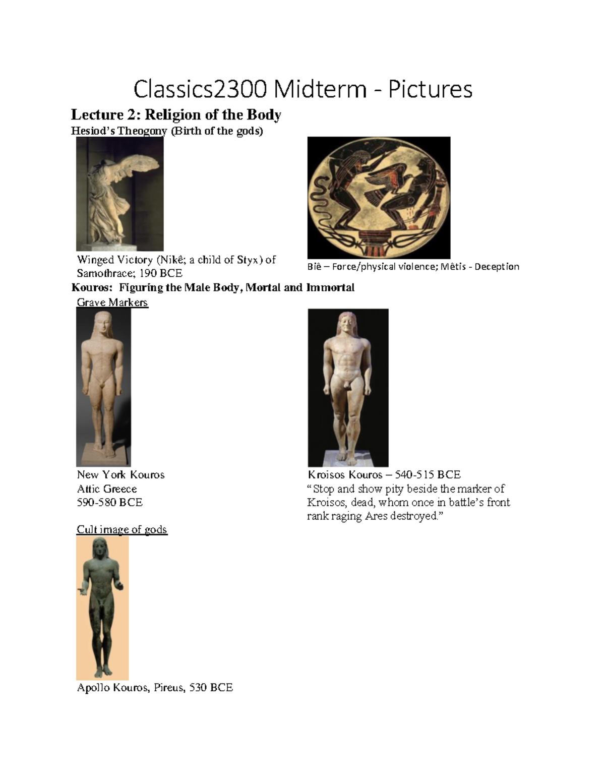 Classics 2300 Midterm - Pictures - Classics2300 Midterm - Pictures Lecture 2: Religion of the ...