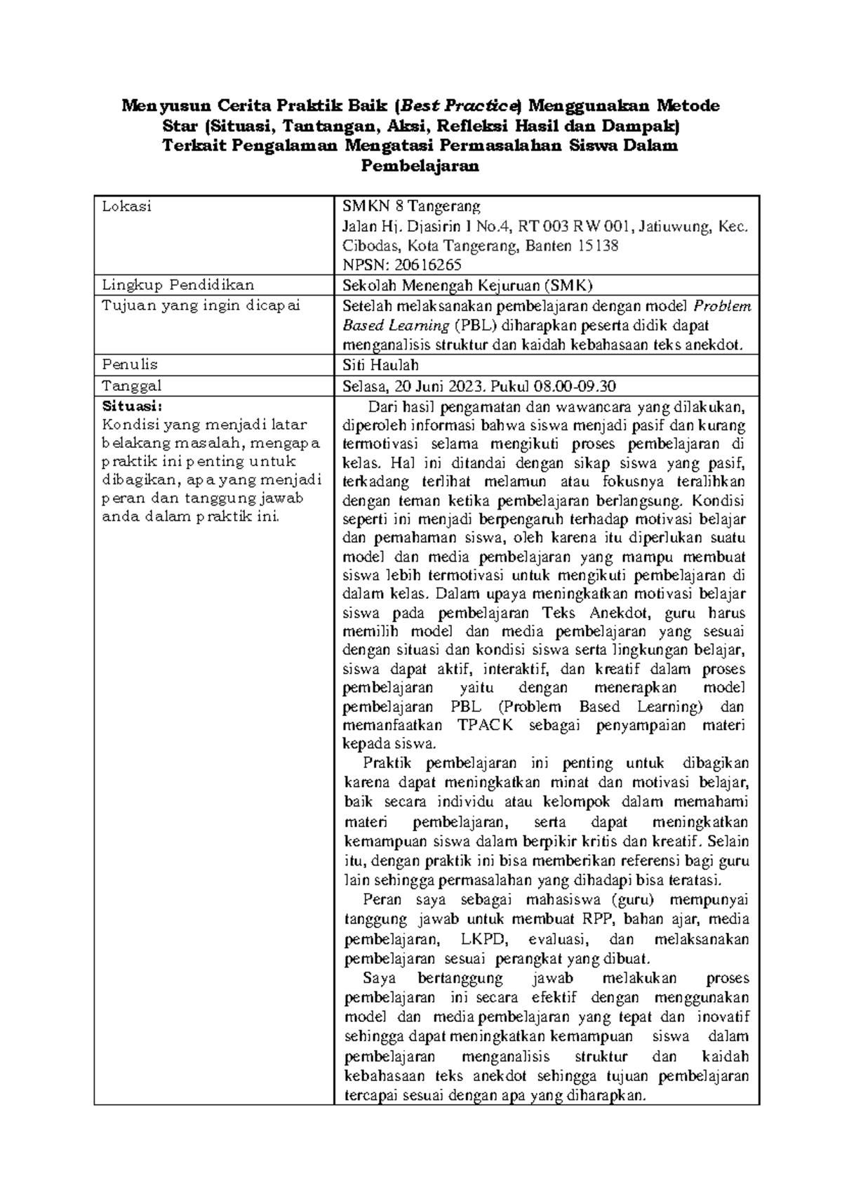 BEST Practice Haulah - Menyusun Cerita Praktik Baik (Best Practice ...