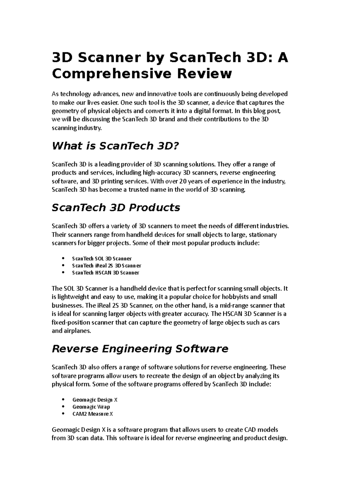 3D Scanner by Scan Tech - Tarea2 - 3D Scanner by ScanTech 3D: A ...