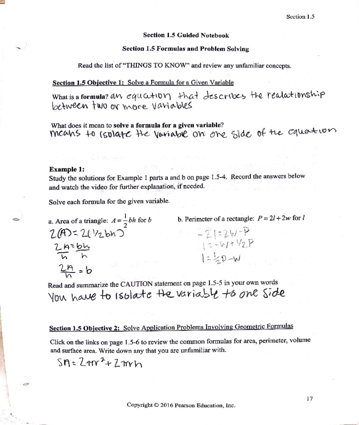 Assignment 2 - Section 1 Guided Notebook Section 1 Formulas and Problem ...