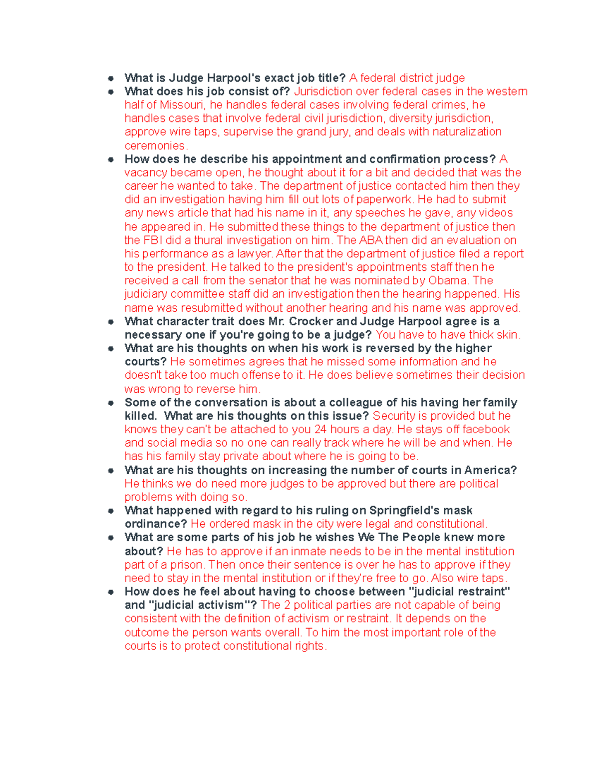 Judge Harpool's interview - What is Judge Harpool's exact job title? A ...