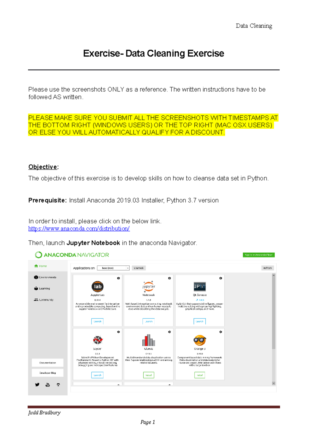Exercise 3 - Jupyter Notebook - Exercise- Data Cleaning Exercise Please ...