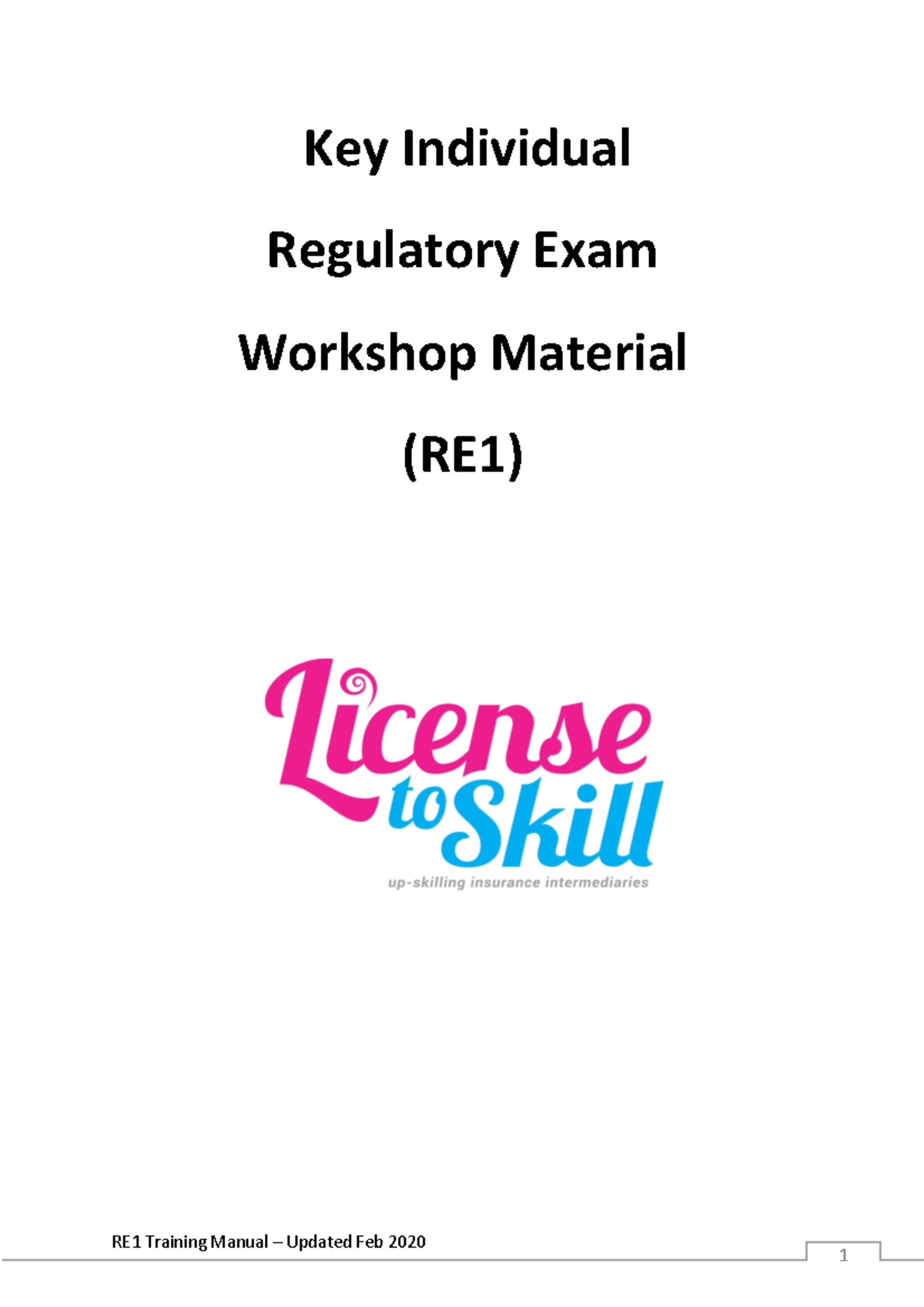 1. RE1 notes - Exam prep - Key Individual Regulatory Exam Workshop ...