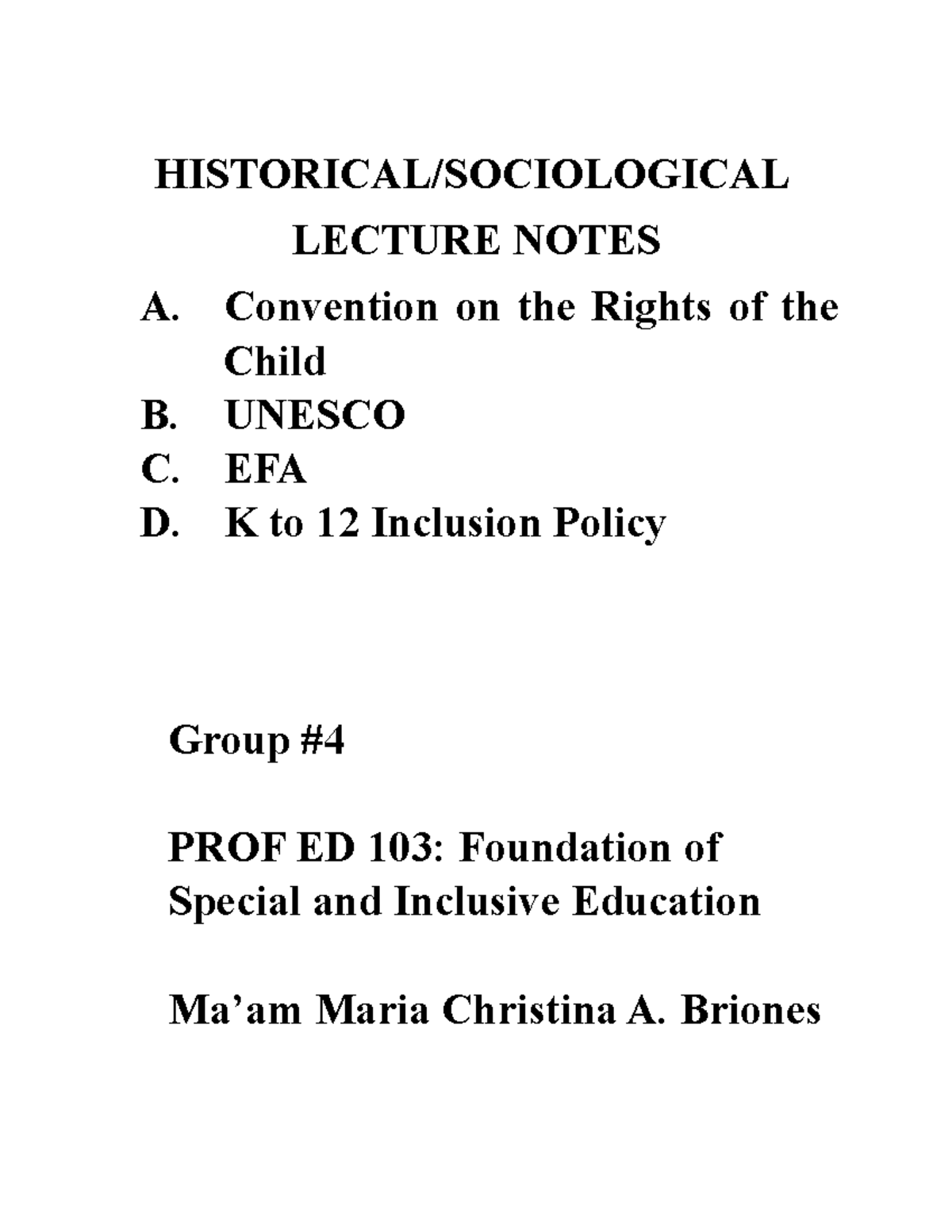 prof ed 101 teacher and community - HISTORICAL/SOCIOLOGICAL LECTURE ...